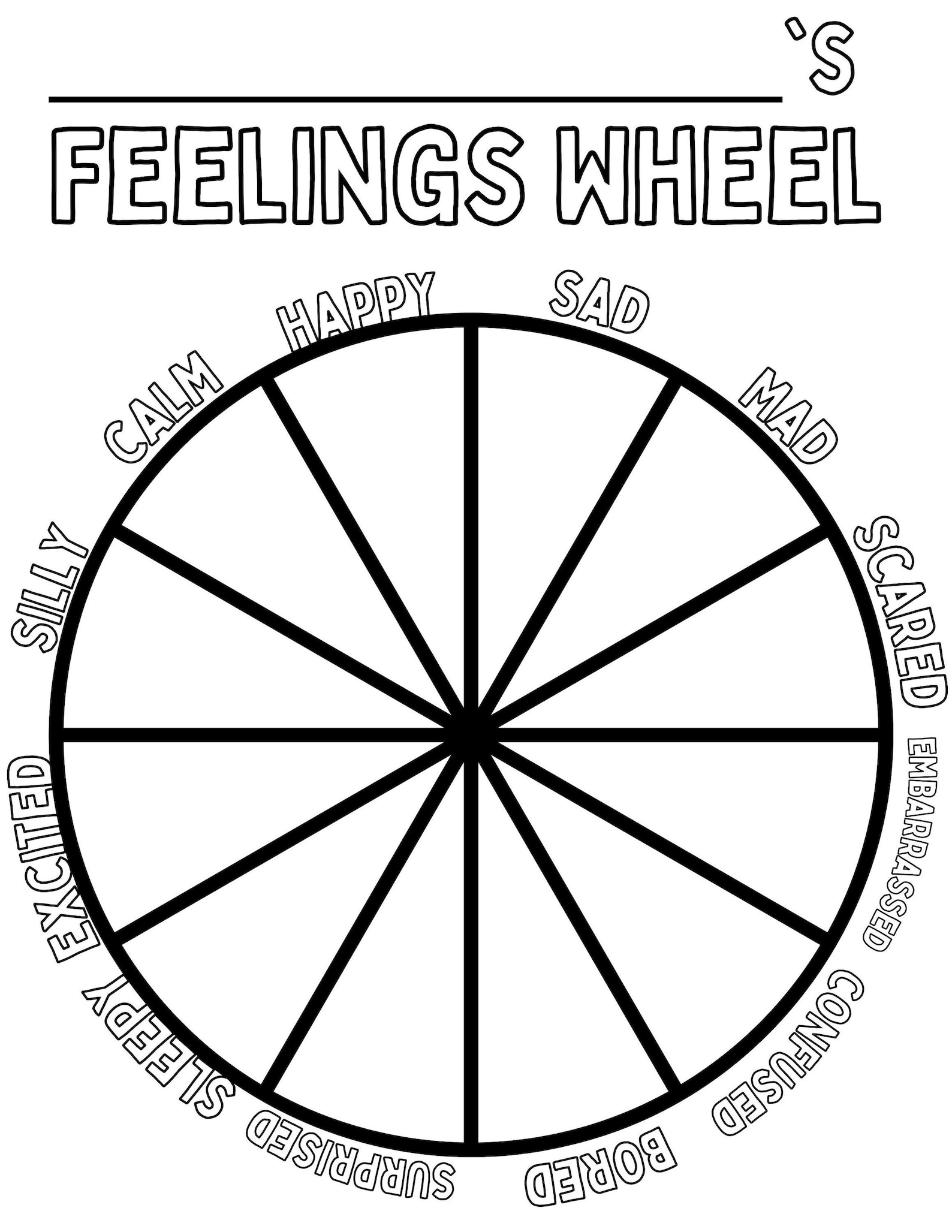 Feelings Wheel Worksheet Coloring Page CBT EMDR Trauma Informed Mental ...