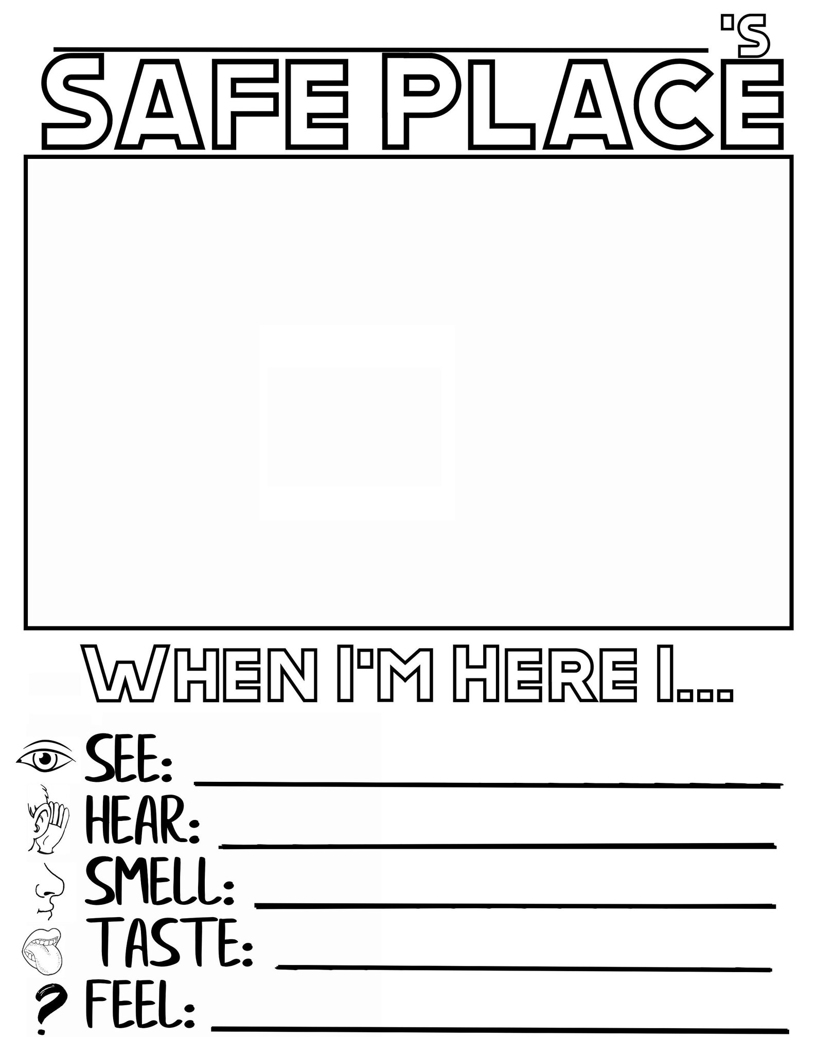 Safe Place Worksheet Coloring Page CBT EMDR Trauma Informed Mental ...