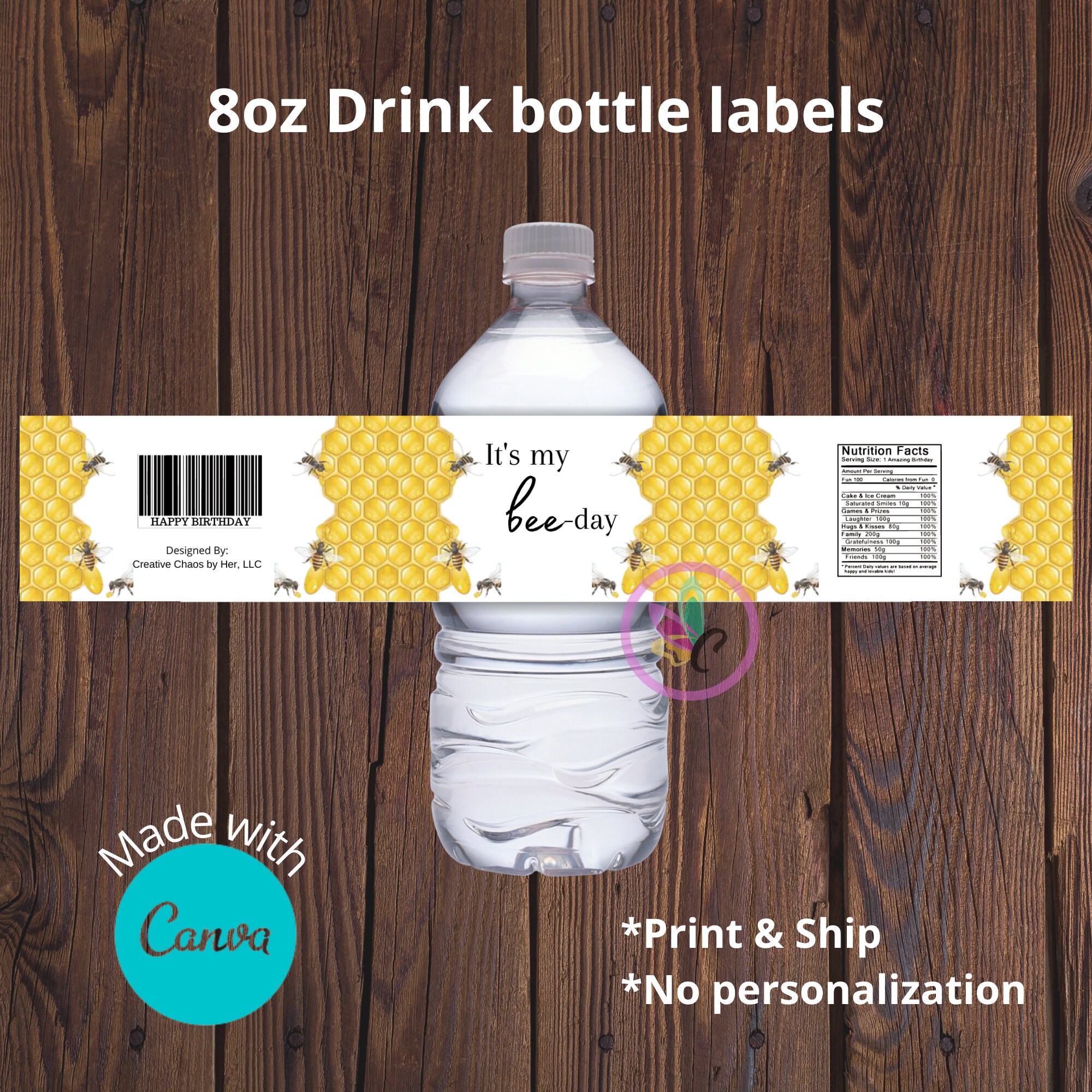 12 Bee-day Water Bottle Labels Bee-day Party Labels Bumble - Etsy