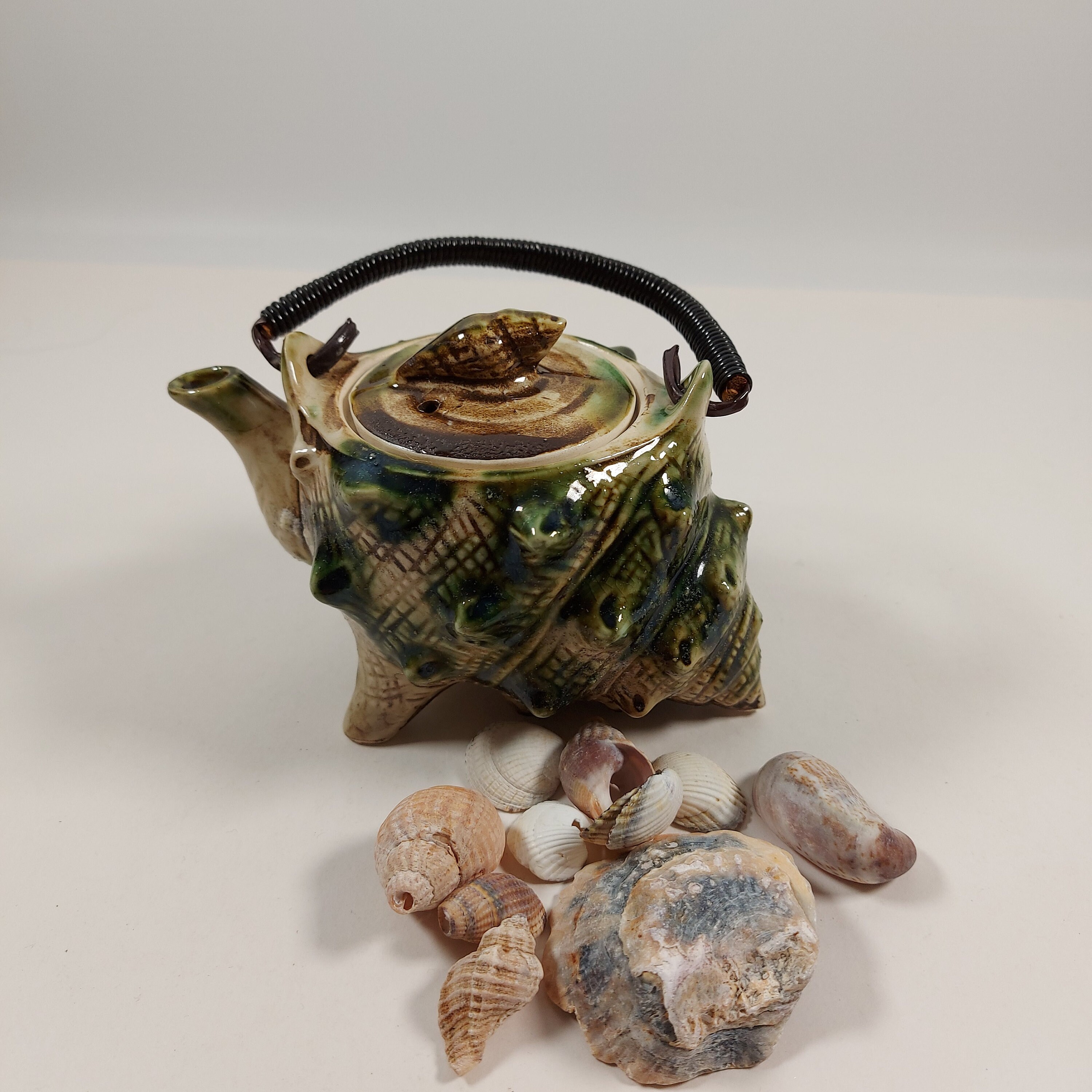 Vintage Decorative Majolica Sea Shell Teapot, Sea Witch Altar Accessory ...