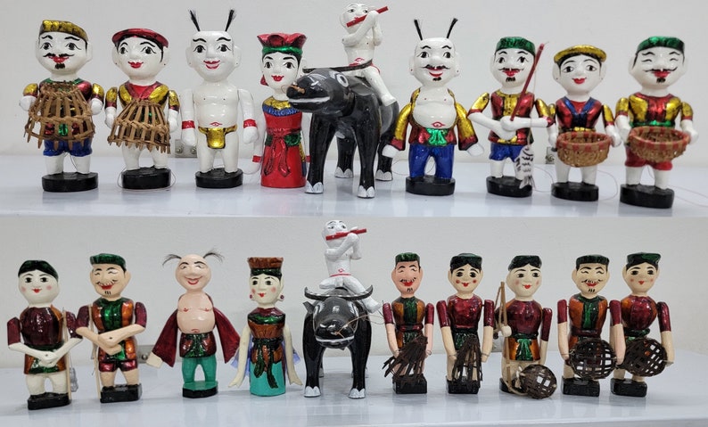 Handmade Vietnam Water Puppet, Lacquer Wooden Marionette, Vintage ...