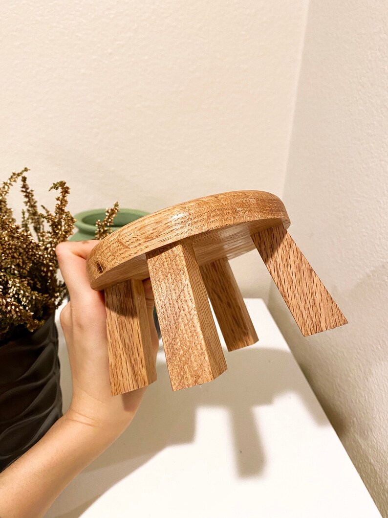 Solid Round Oak Wood Plant Stand Display Stand Mini Stool - Etsy