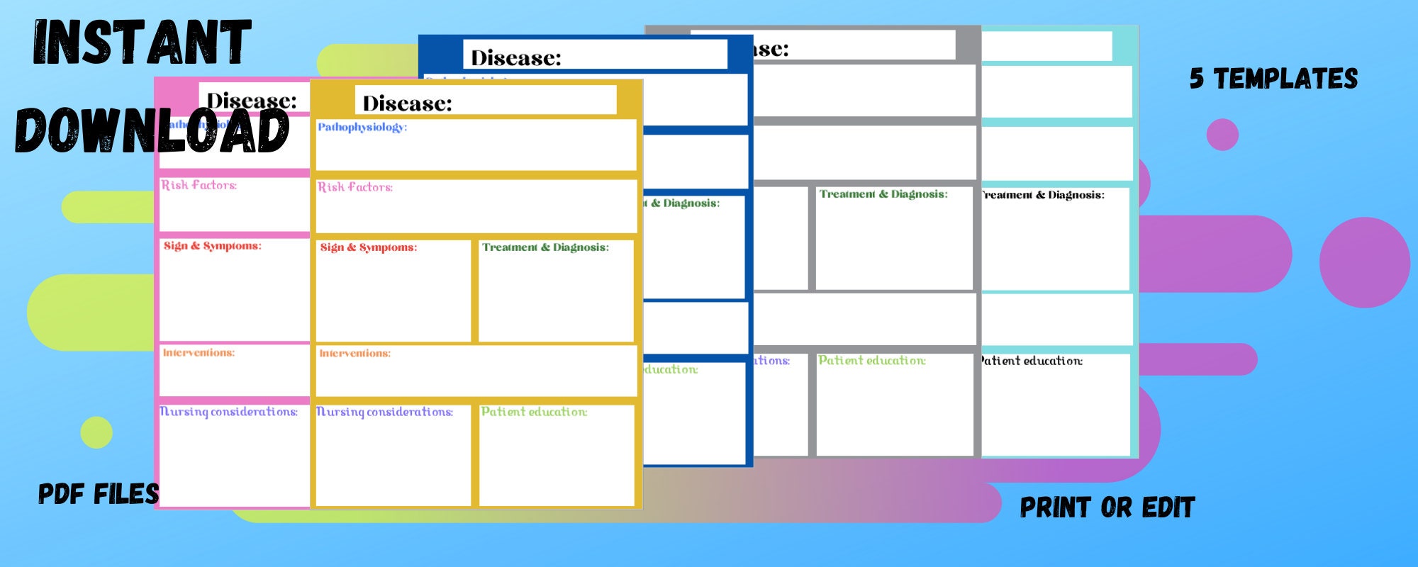Disease Process Concept Map Disease Process Study Templates Etsy