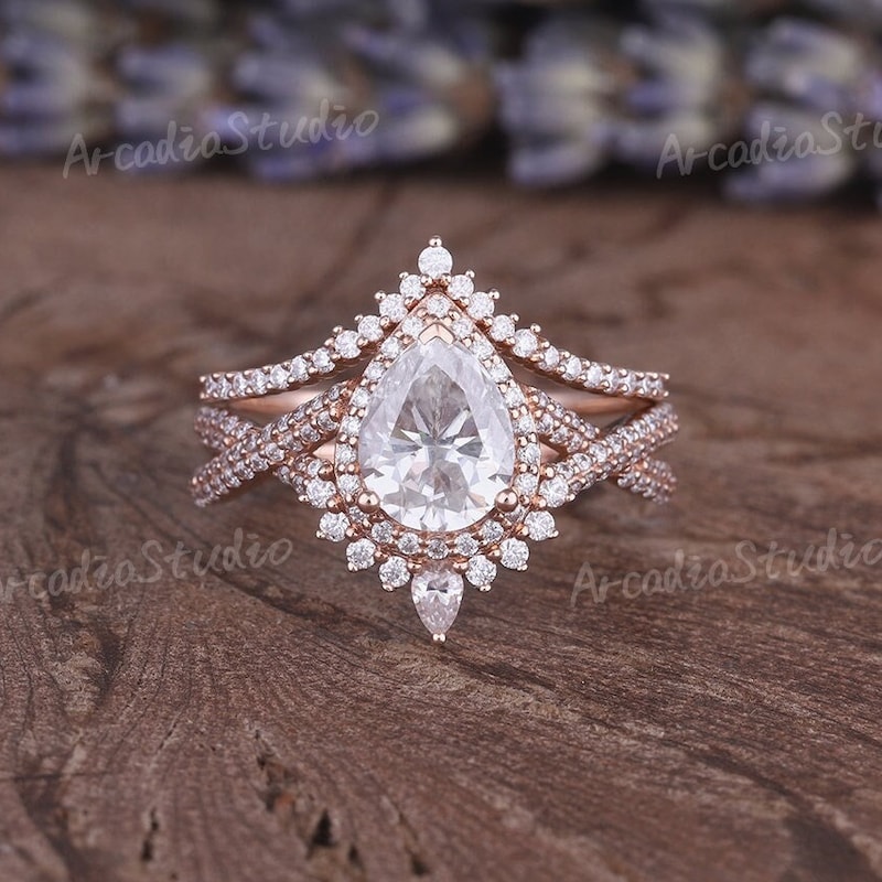 Rose Gold Teardrop Ring - Etsy