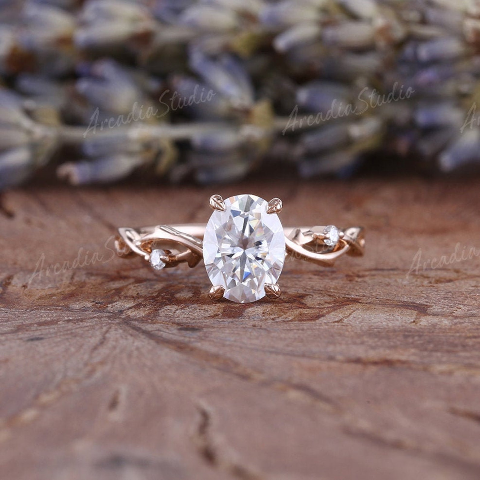 Dainty Oval Moissanite Engagement Ring Nature Inspired Ring - Etsy