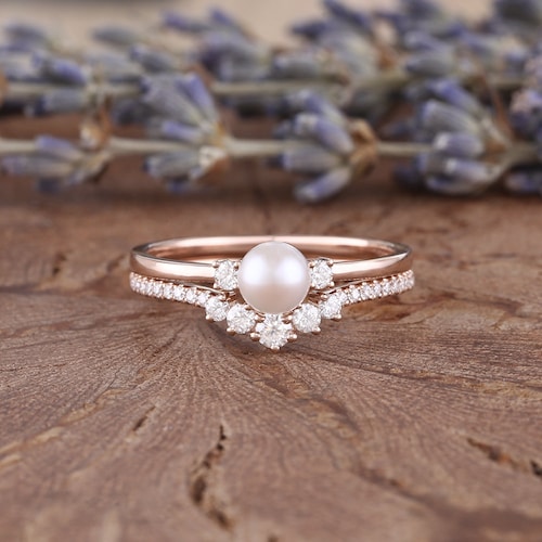 14k Gold Pearl Engagement Ring-round Pearl Ring-wedding - Etsy