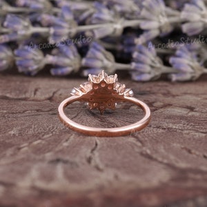 Akoya Pearl Engagement Ring Unique Halo Moissanite Rose Gold Wedding ...
