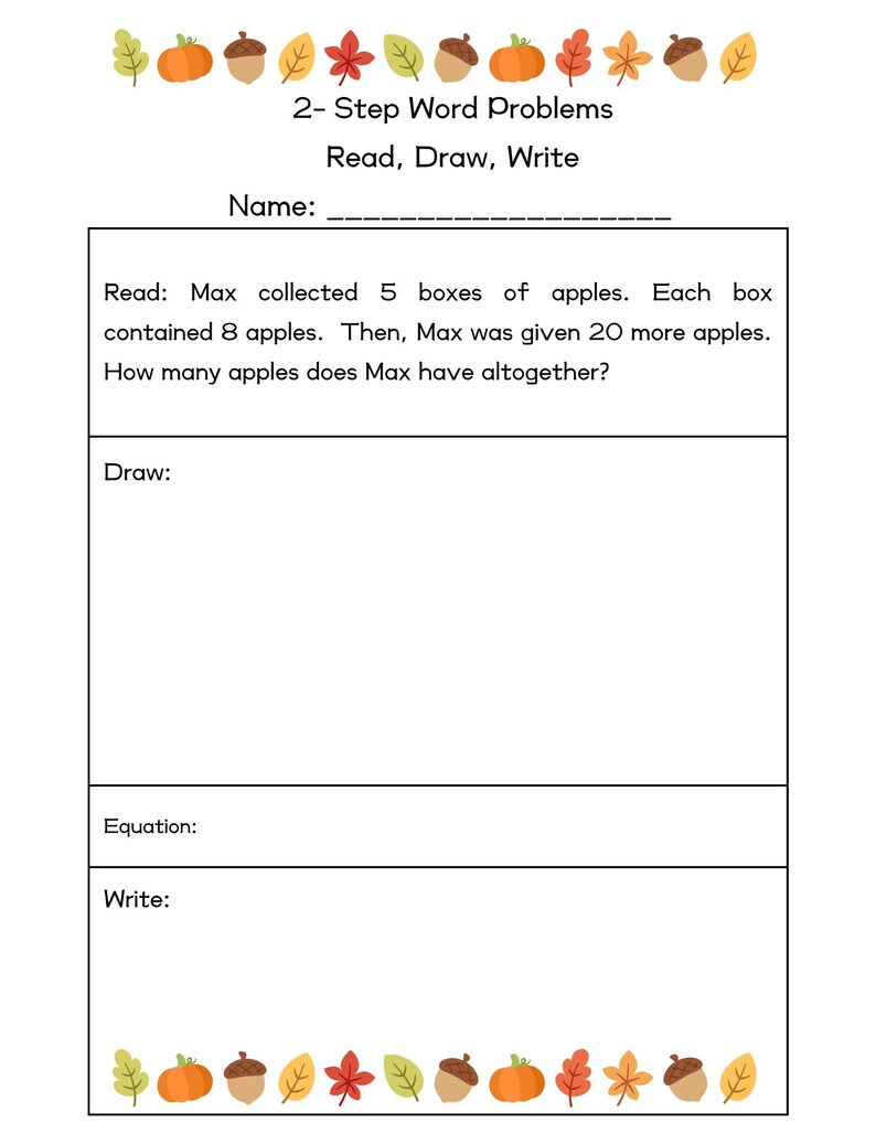 Multiplication 2 Step Word Problems fall Theme - Etsy