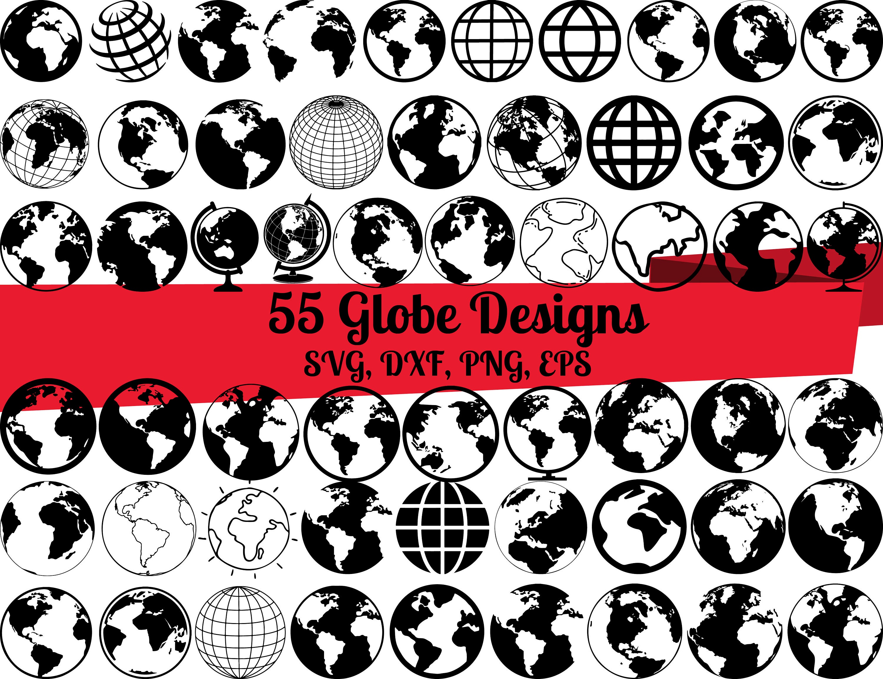 55 Globe SVG Bundle Globe dxf Globe png Globe eps Globe | Etsy