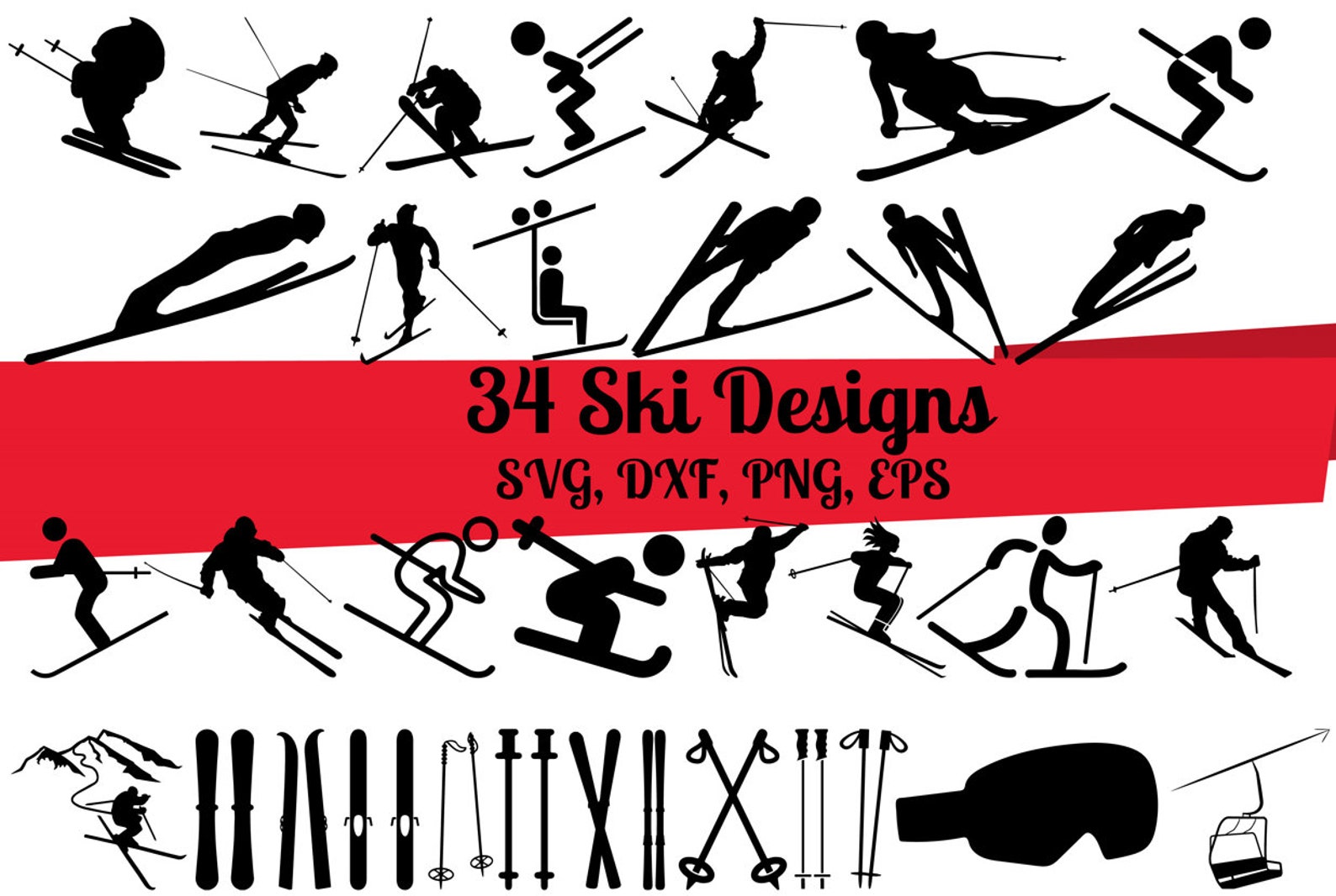 34 Ski SVG Bundle Skis Svg Skiing Svg Ski Dxf Ski Png Ski - Etsy