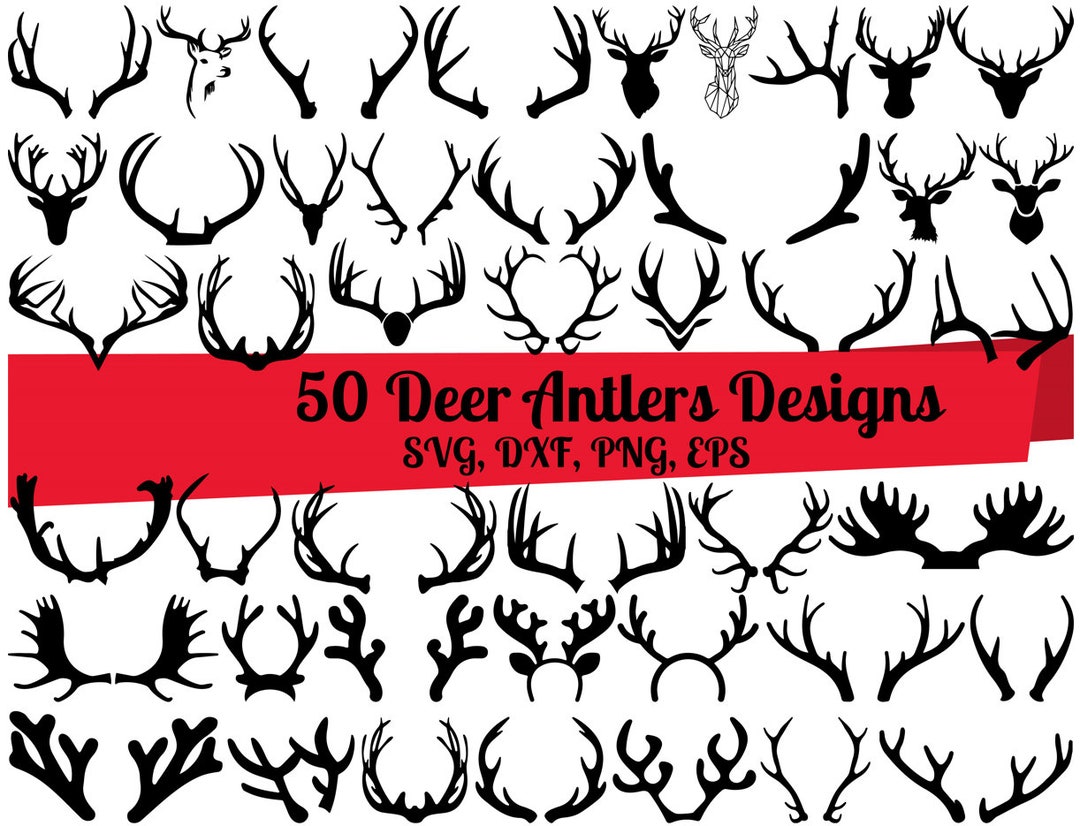 50 Deer Antlers SVG Bundle, Deer Horns svg, Deer Antlers dxf, Deer ...