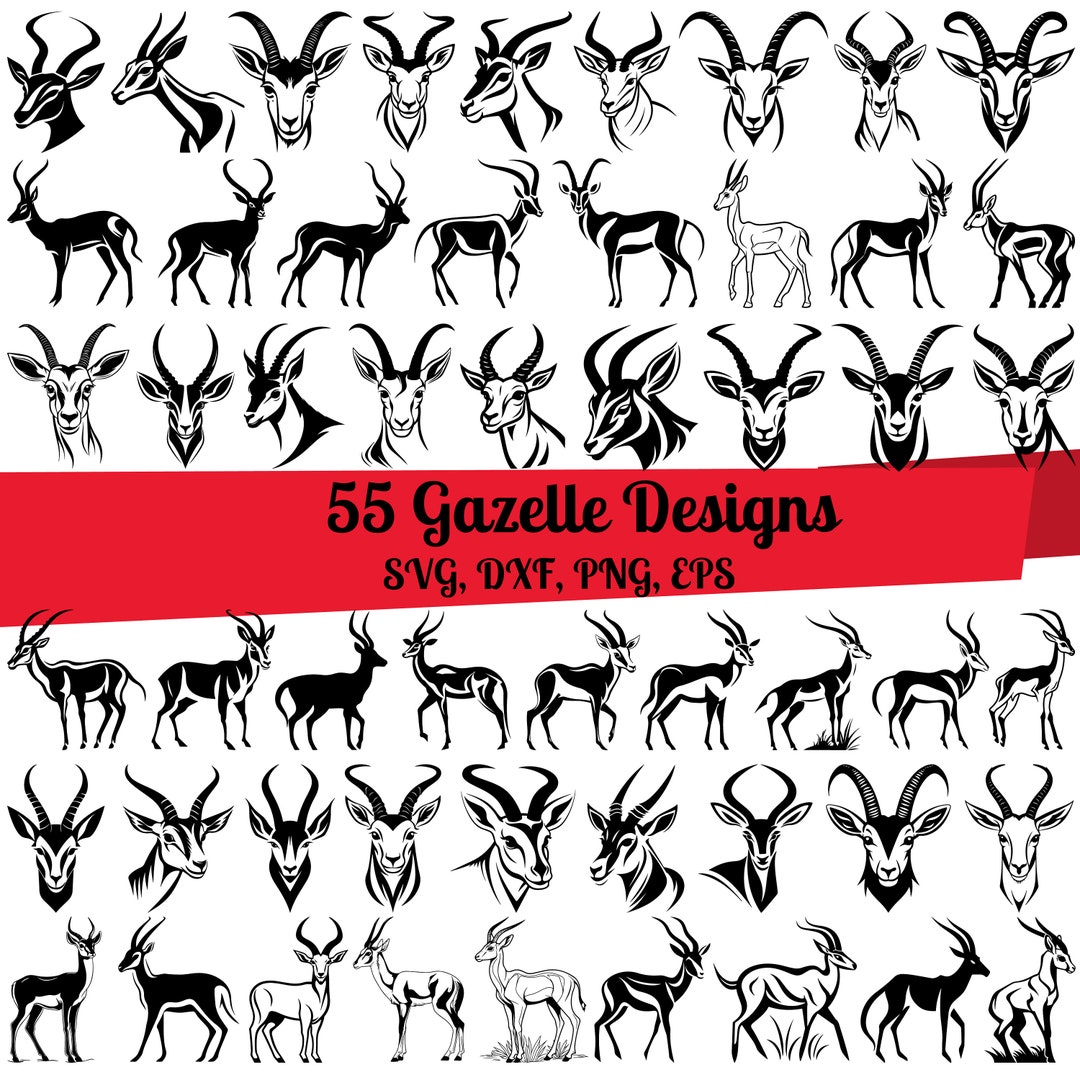55 Gazelle SVG Bundle, Gazelle dxf, Gazelle png, Gazelle eps, Gazelle ...