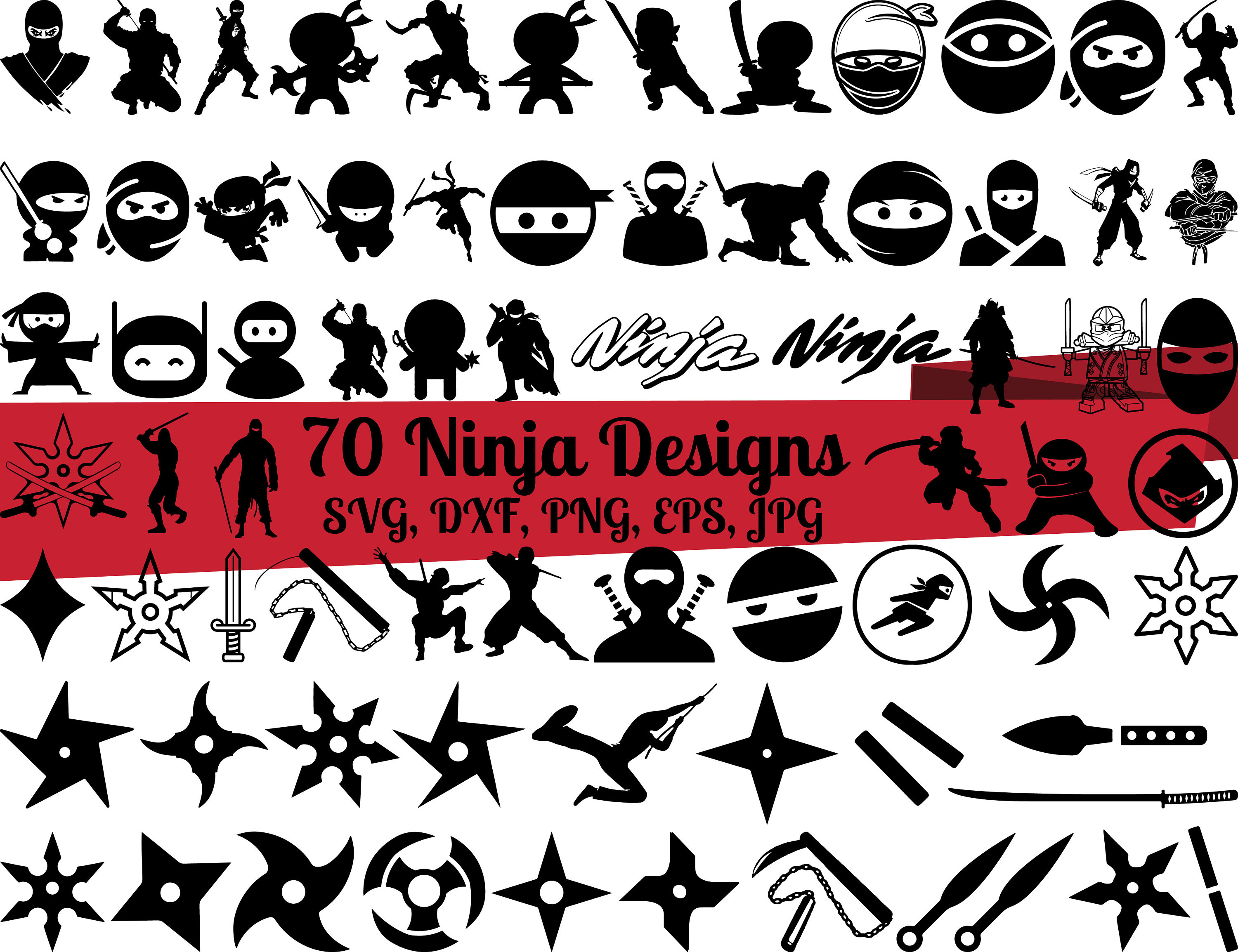 70 Ninja SVG Bundle Shuriken svg Ninja dxf Ninja png Ninja - Etsy France