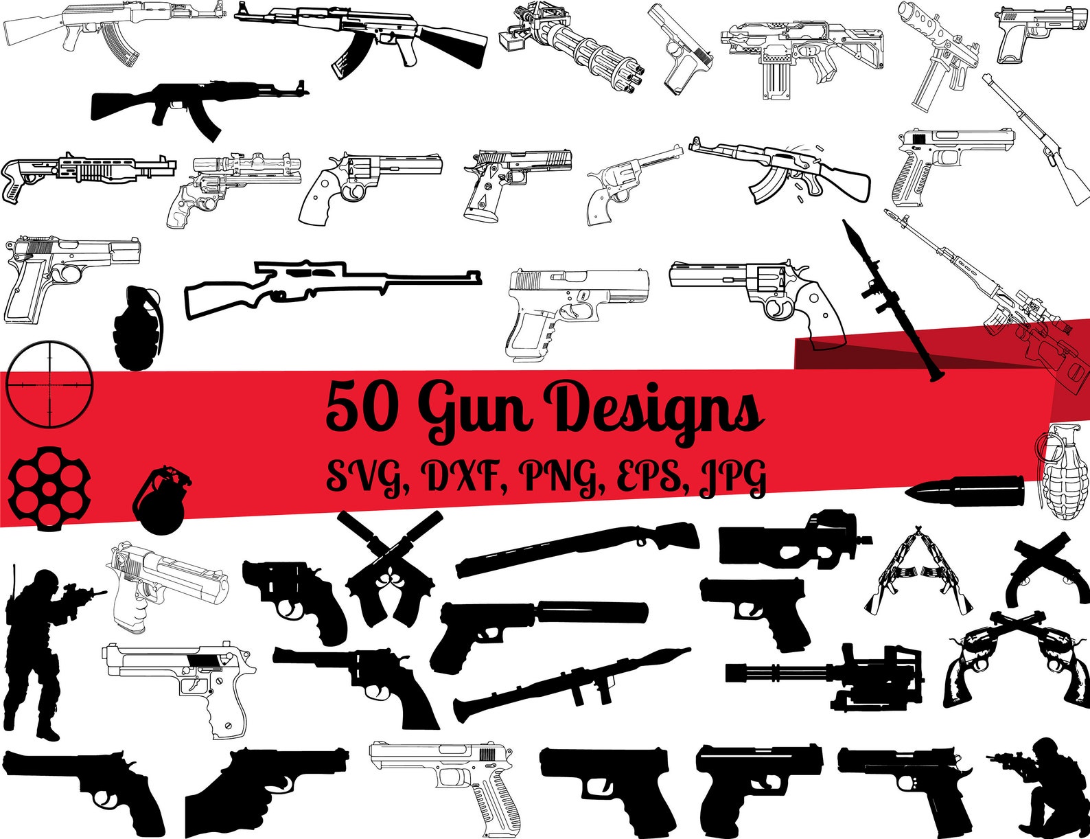50 Gun SVG Bundle Gun dxf Gun png Gun eps Gun Clipart Gun - Etsy Schweiz