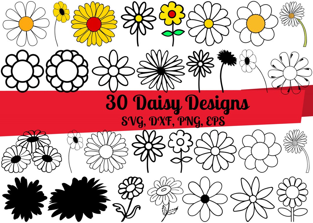 30 Daisy SVG Bundle, Camomile Svg, Daisy Dxf, Daisy Png, Daisy Eps ...