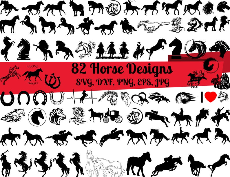 82 Paard SVG Bundel Paard dxf Paard png Paard eps Paard - Etsy België