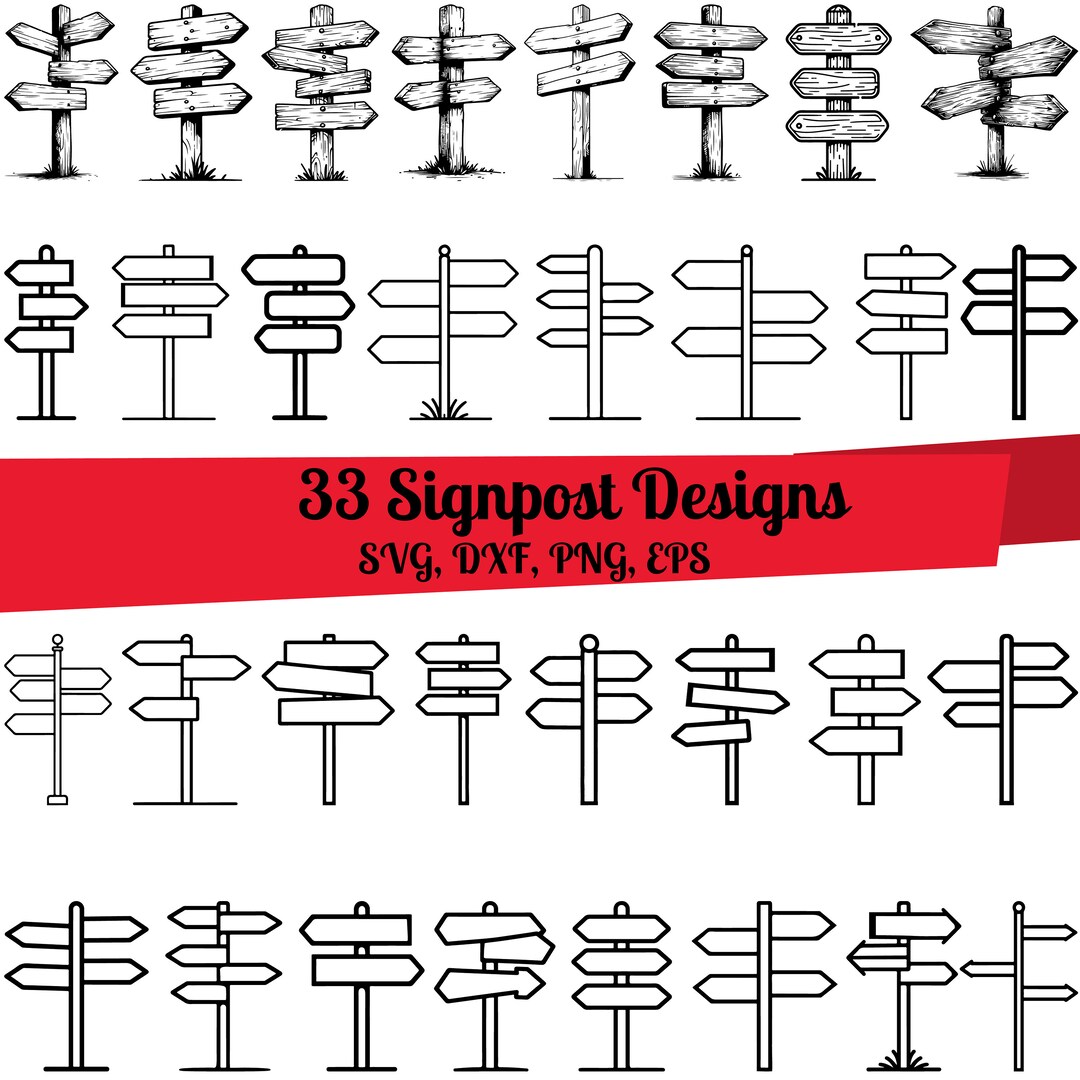 33 Signpost SVG Bundle, Signpost Dxf, Signpost Png, Signpost Vector ...