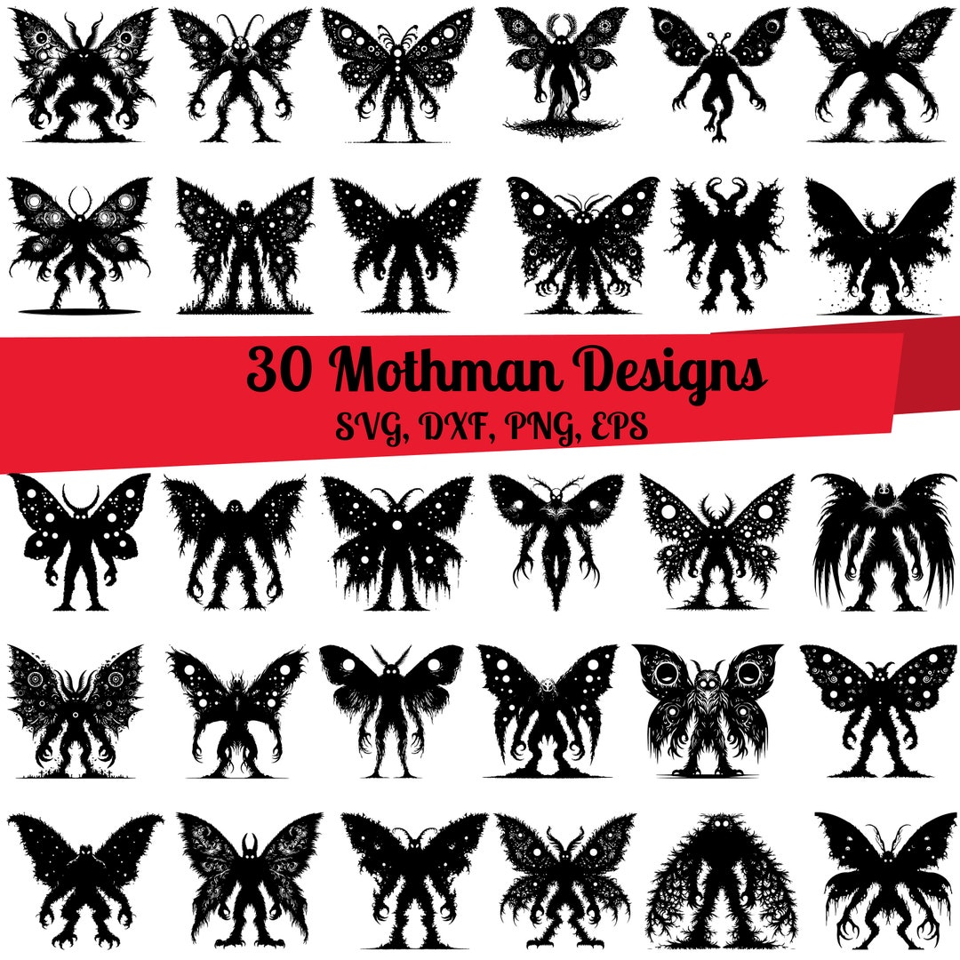 30 Paquete SVG Mothman, Mothman dxf, Mothman png, vector Mothman ...
