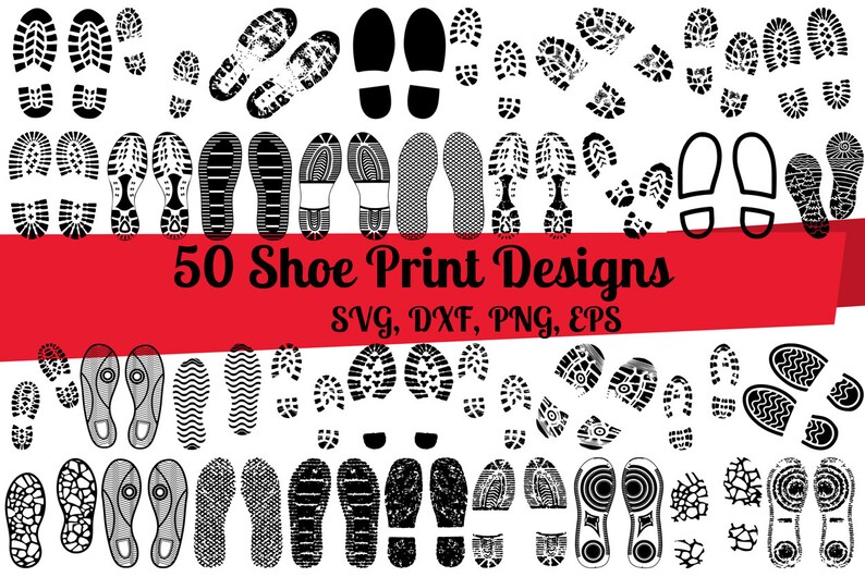 50 Shoe Print SVG Bundle, Shoe Print svg, Shoe dxf, Shoe png, Shoe eps ...