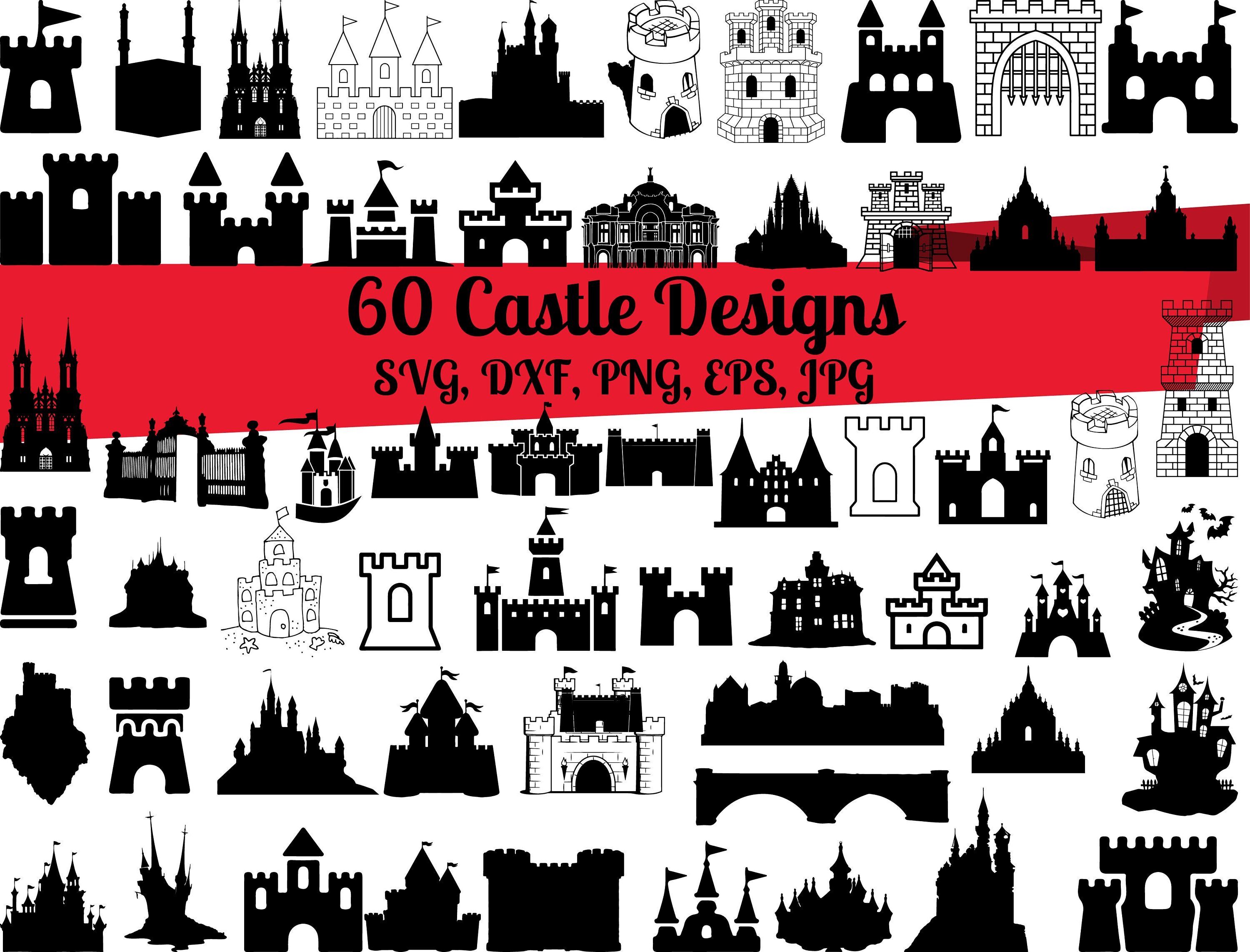 60 Castle SVG Bundle Castle dxf Castle png Castle eps - Etsy España