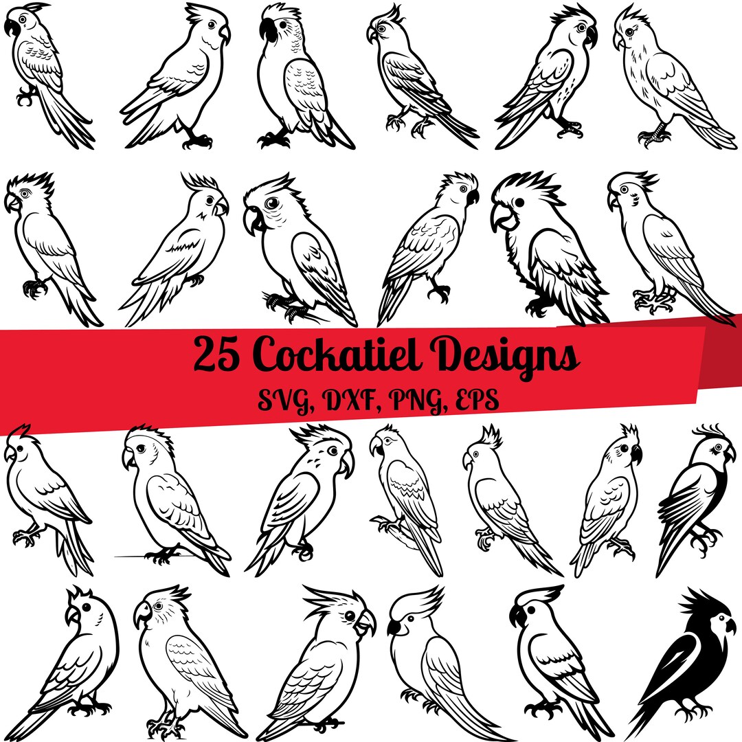 25 Cockatiel SVG Bundle, Cockatiel Dxf, Cockatiel Png, Cockatiel Vector ...