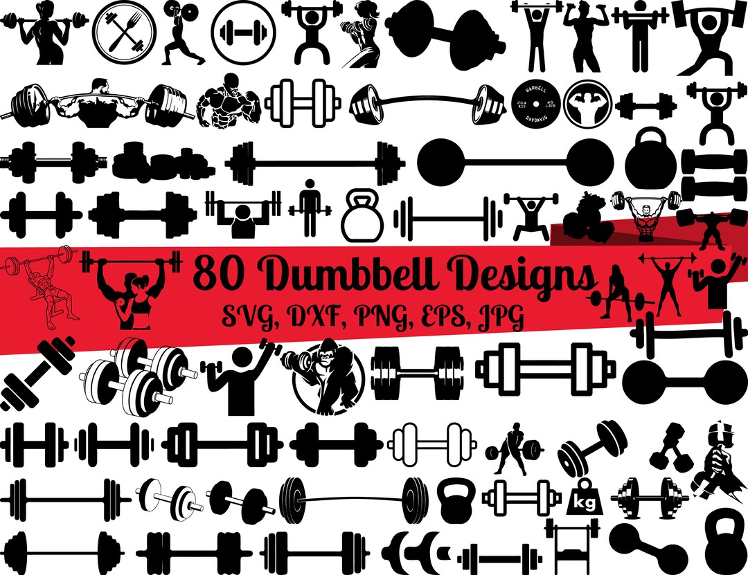 80 Dumbbell SVG Bundle, Barbell Svg, Dumbbell Dxf,dumbbell Png,dumbbell ...