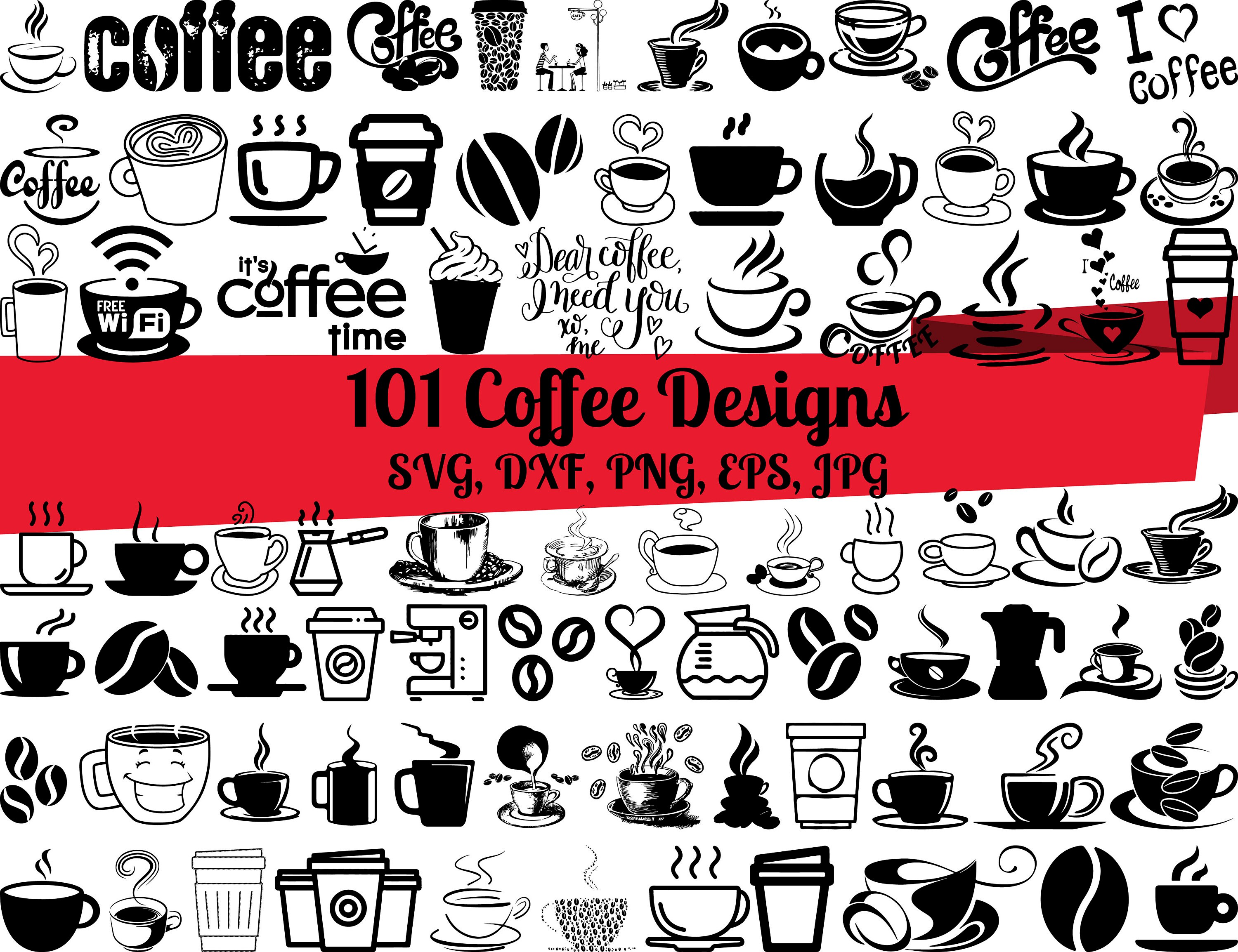 101 Café SVG Bundle, Taza de café svg, Café dxf, Café png, Café eps ...