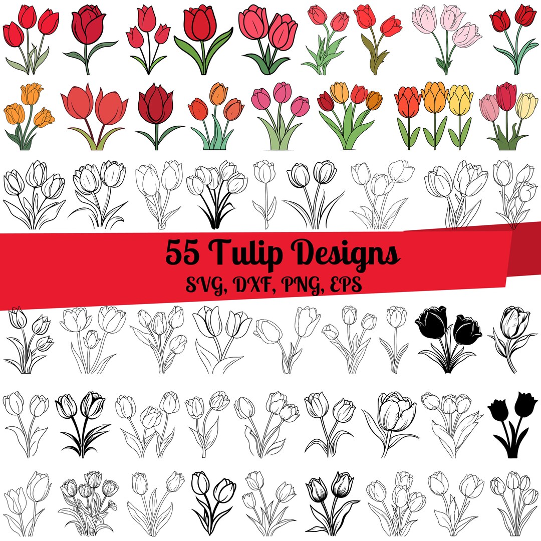 Buy 55 Tulip SVG Bundle, Tulip Dxf, Tulip Png, Tulip Vector, Tulip Outline, Tulip Decal, Tulips ...