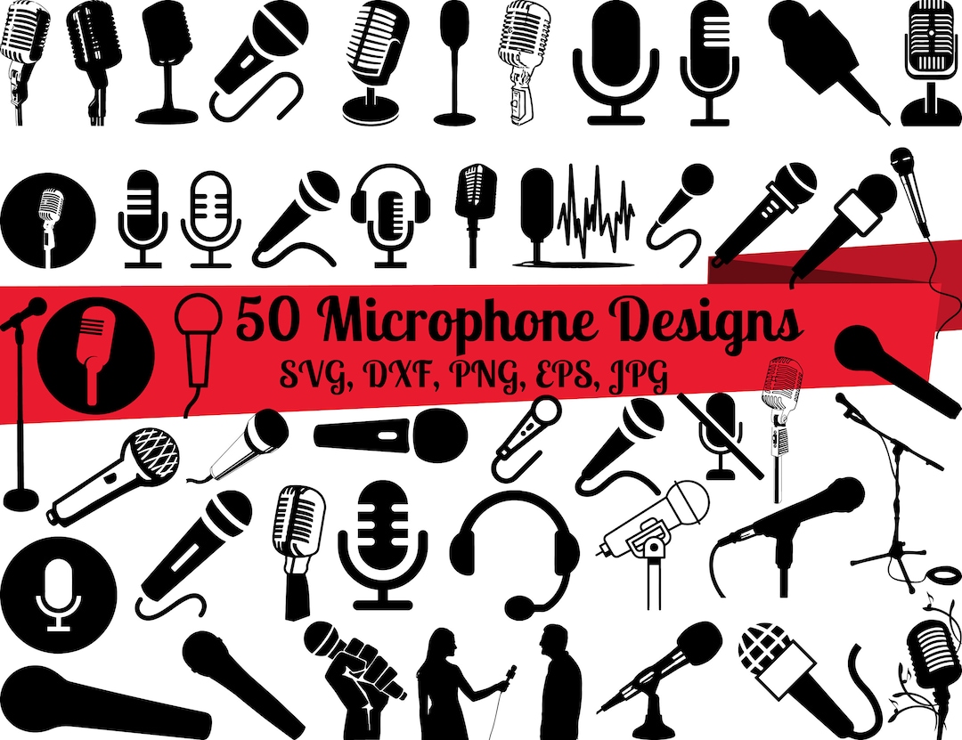 50 Microphone SVG Bundle Microphone dxf Microphone png - Etsy Portugal
