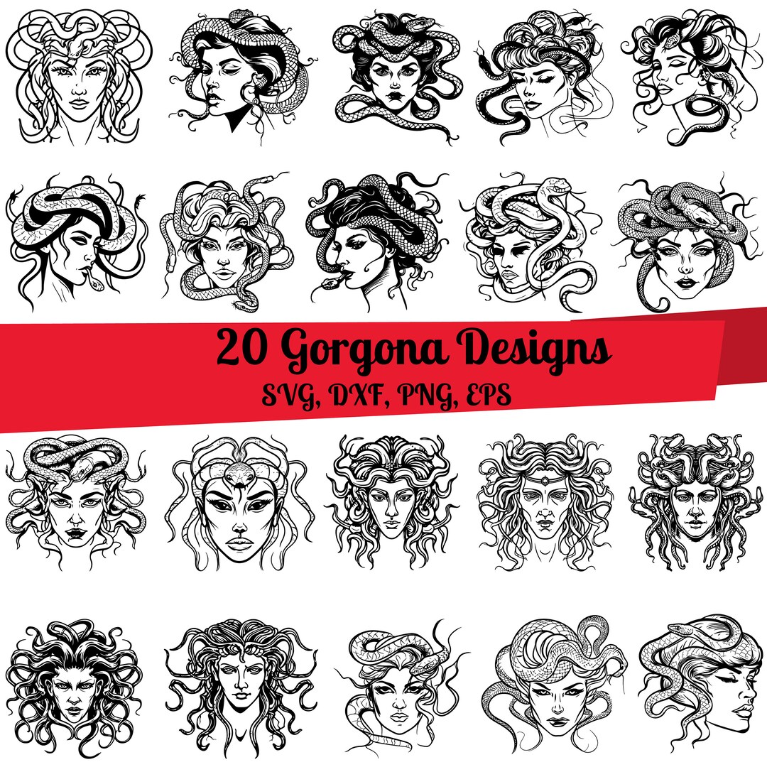 20 Gorgona SVG Bundle, Medusa Svg, Gorgona Dxf, Gorgona Png, Gorgona ...