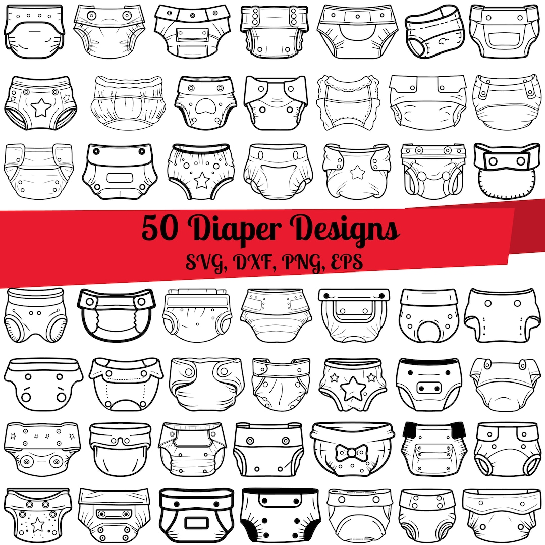 50 Diaper SVG Bundle, Baby Diapers Svg, Cloth Diaper Svg, Diaper Svg ...