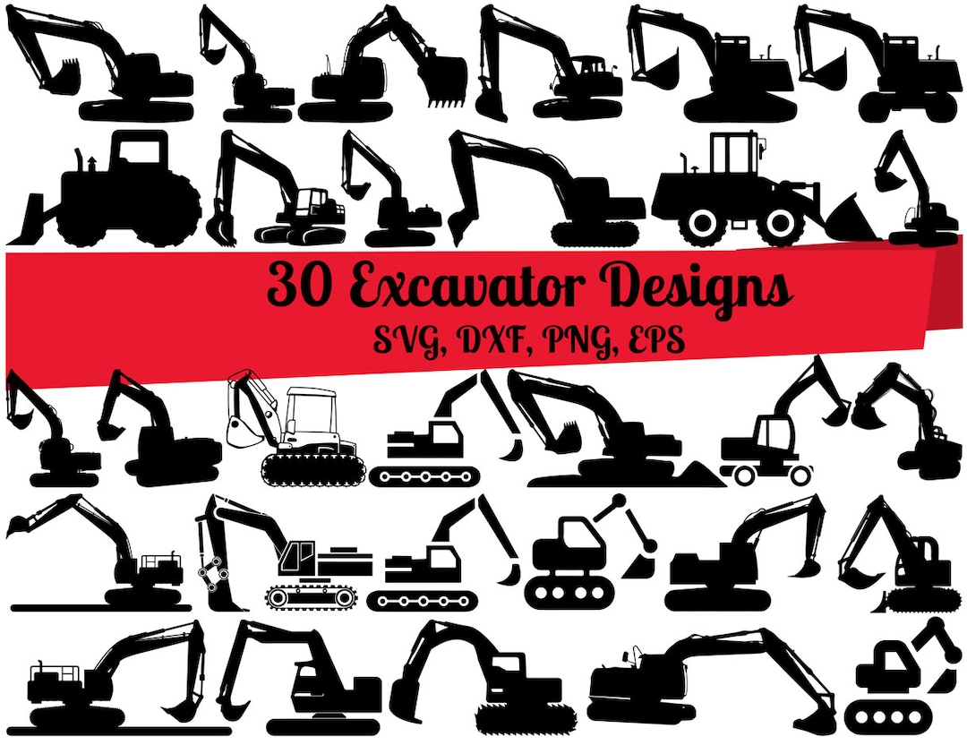 30 Excavator SVG Bundle, Digger Svg, Excavator Dxf, Excavator Png ...