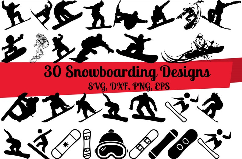 30 Snowboarding SVG Bundle Snowboard Svg Snowboarding Dxf - Etsy
