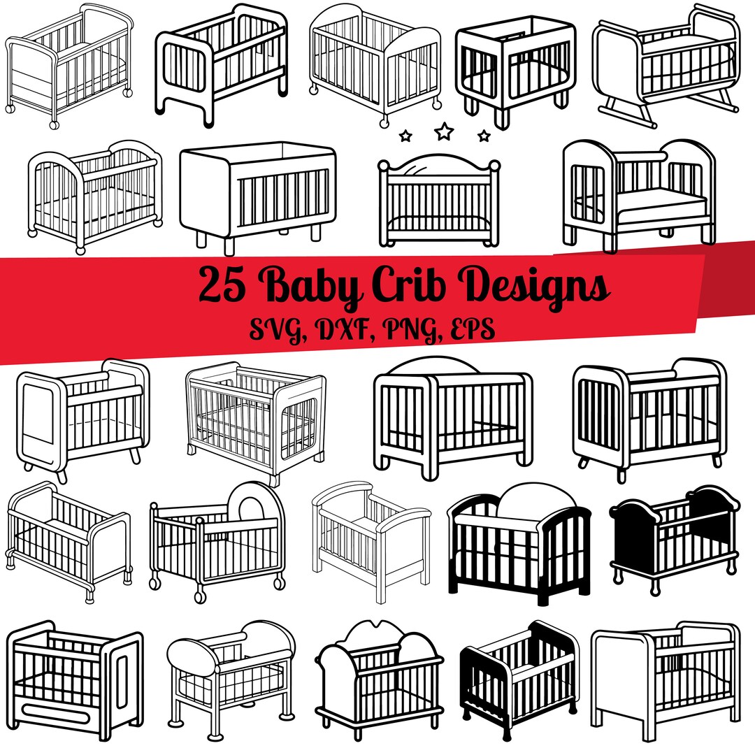 20 Baby Crib SVG Bundle, Bassinet Svg, Baby Crib Dxf, Baby Crib Png ...