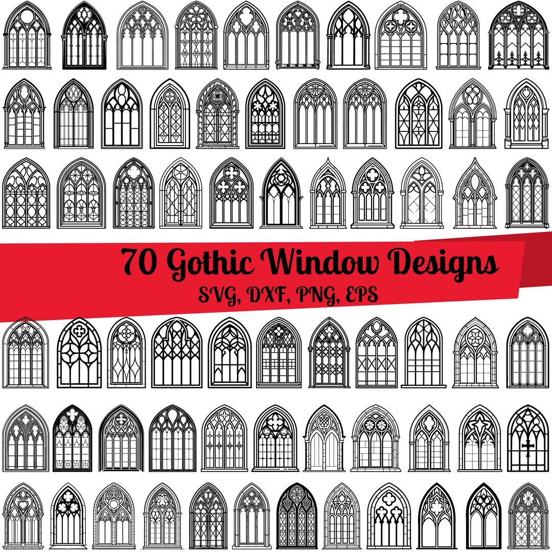 70 Gothic Window SVG Bundle, Gothic Window Dxf, Gothic Window Png ...