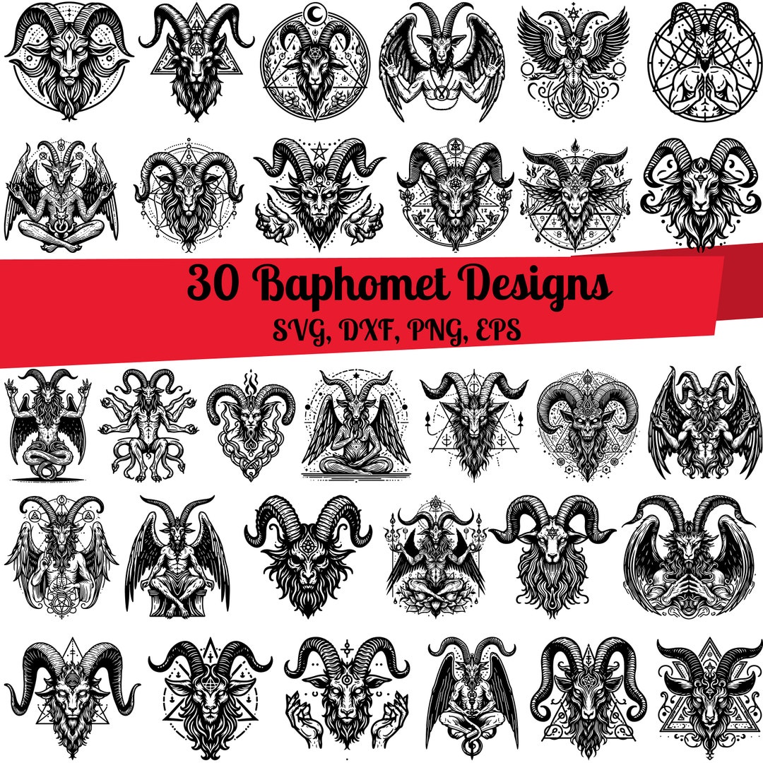 30 Baphomet SVG Bundle, Baphomet Dxf, Baphomet Png, Baphomet Vector ...