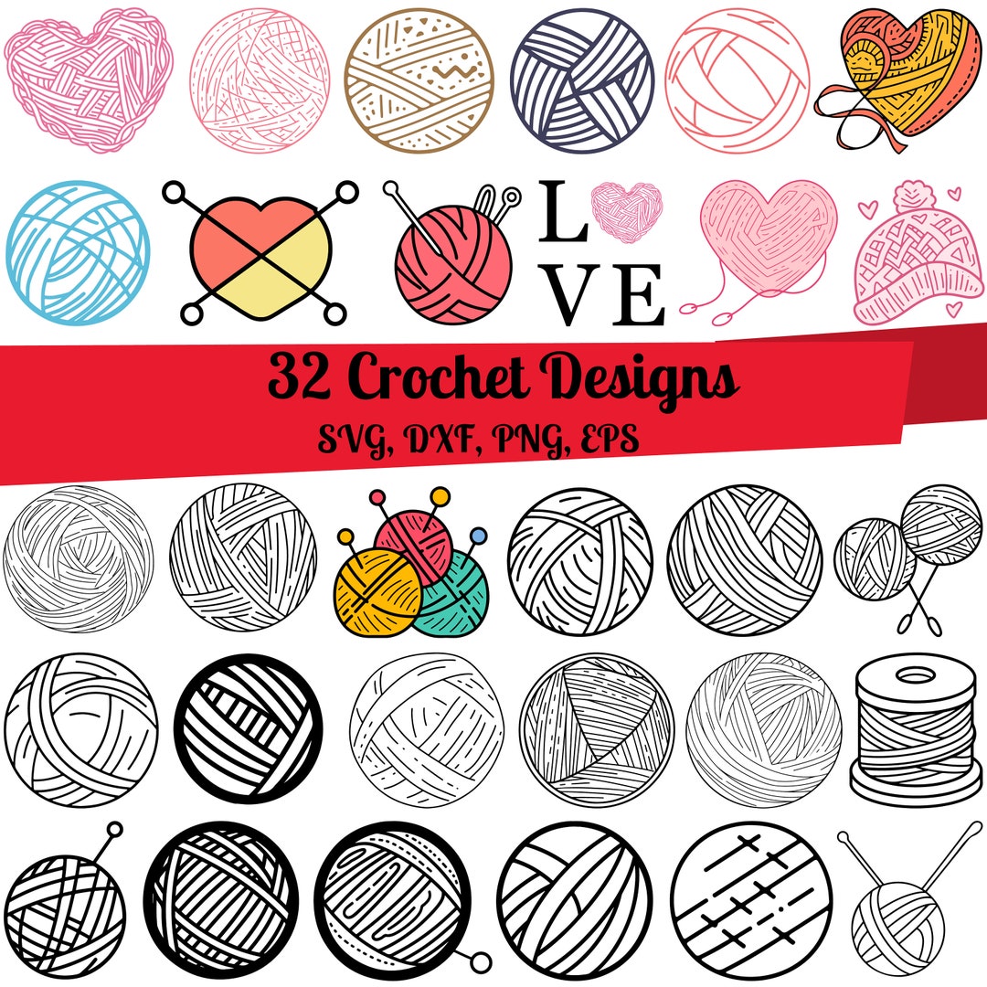 32 Crochet SVG Bundle Knitting Svg Crochet Dxf Crochet Png - Etsy