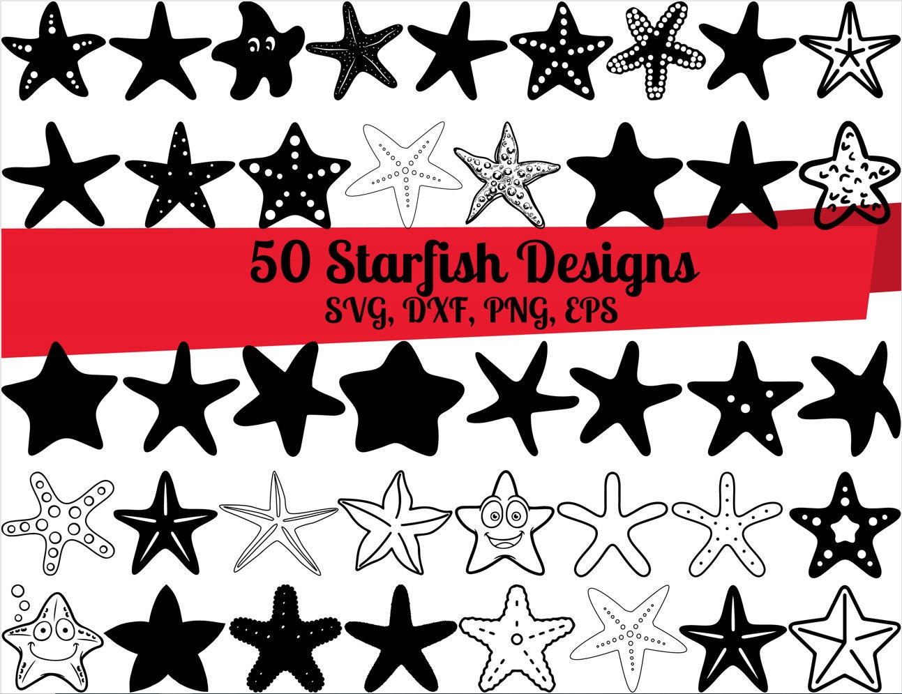 50 Starfish SVG Bundle, Star Fish svg, Starfish dxf, Starfish png ...
