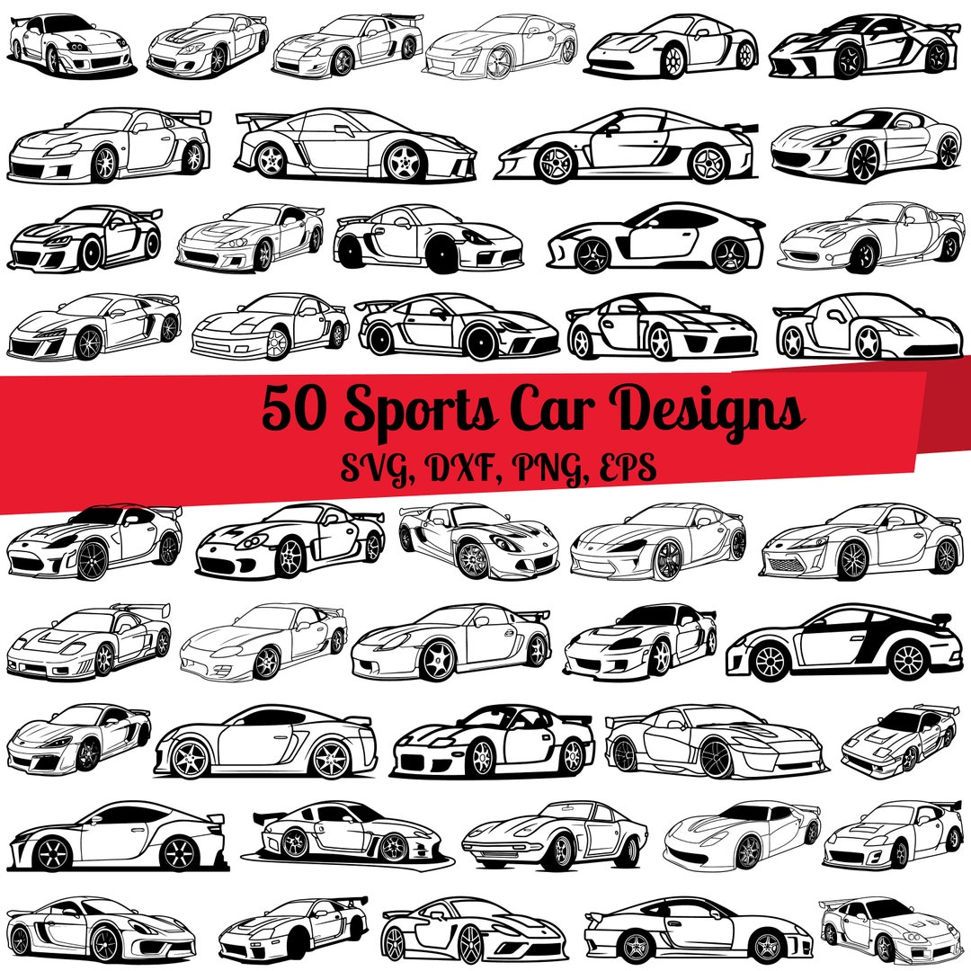 50 Sports Car SVG Bundle, Sports Car Dxf, Sports Car Png, Sports Car ...