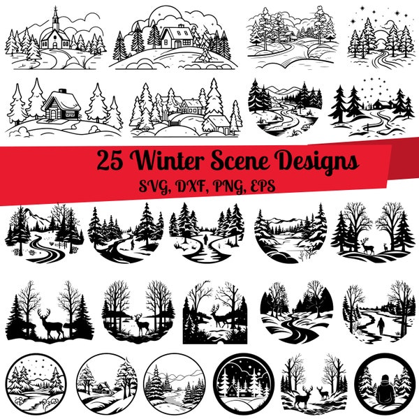 Winter Scene Svg - Etsy