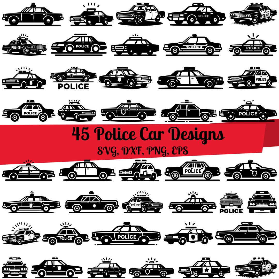 45 Police Car SVG Bundle, Police Car Dxf, Police Car Png, Police Car ...