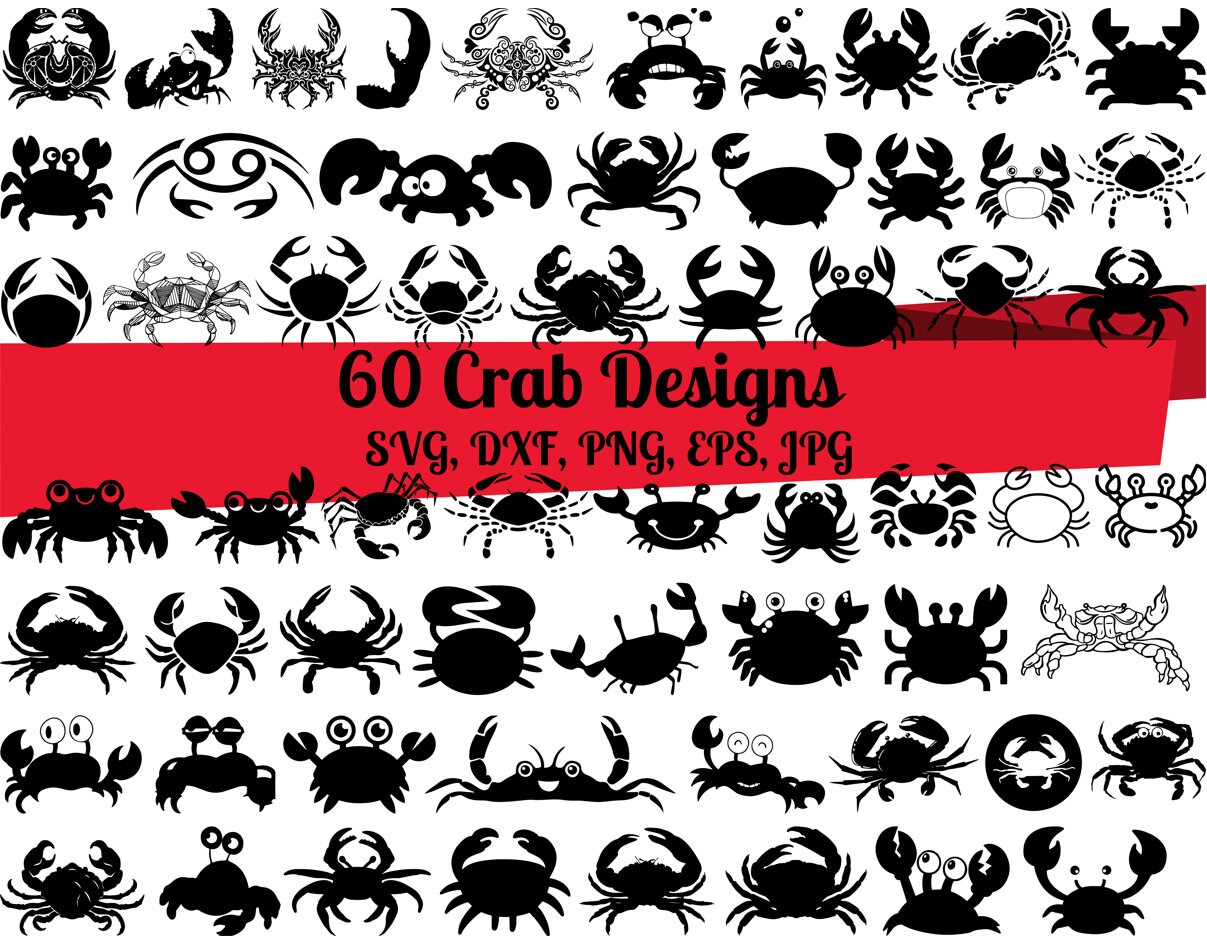 60 Crab SVG Bundle Crab Dxf Crab Png Crab Eps Crab Vector | Etsy Australia