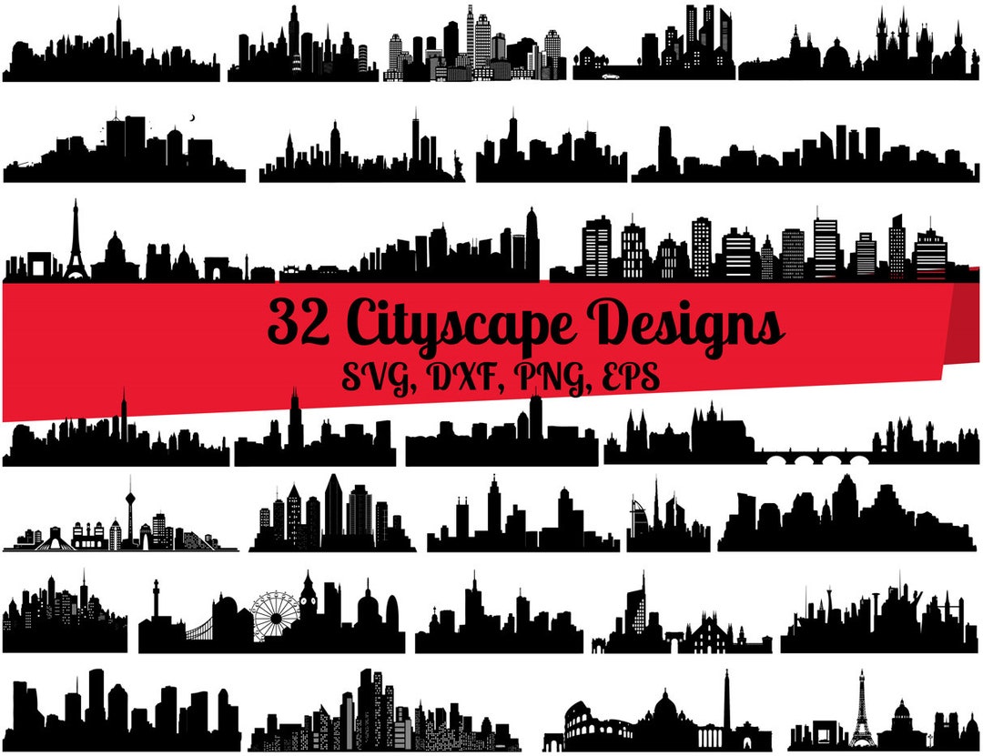 32 Cityscape SVG Bundle, Skylines Svg, City Scape Svg, Cityscape Dxf ...