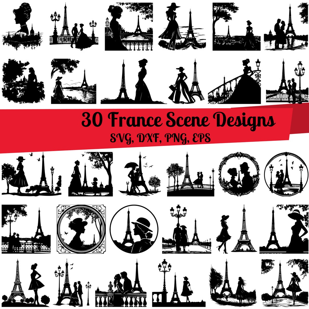 30 France Scene SVG Bundle, France Scene Dxf, France Scene Png, France ...