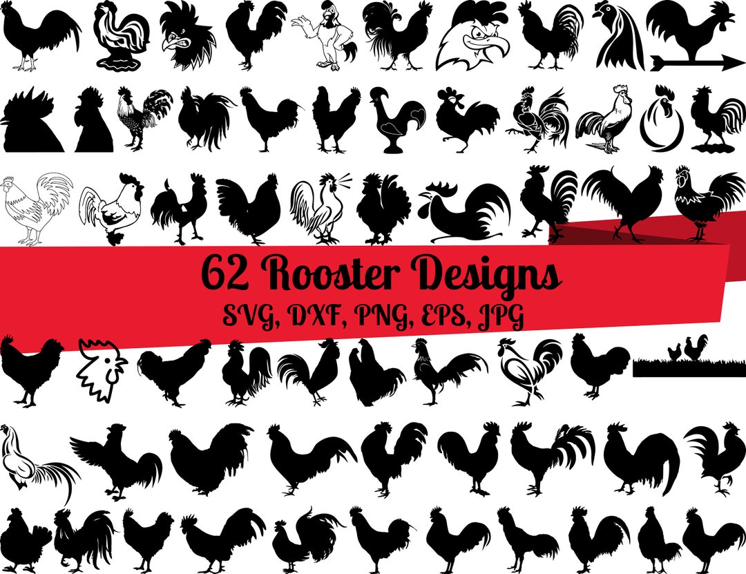 62 Rooster SVG Bundle Rooster dxf Rooster png Rooster - Etsy España