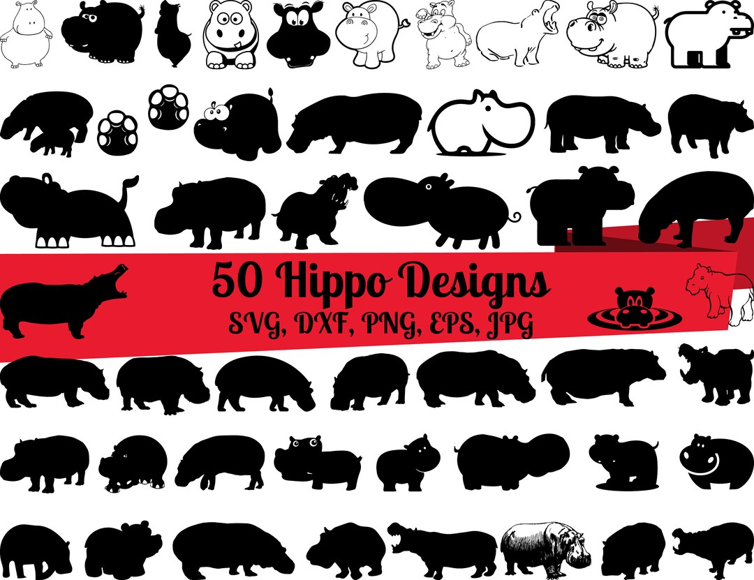 50 Hippo SVG Bundle Hippopotamus svg Hippo dxf Hippo png - Etsy España
