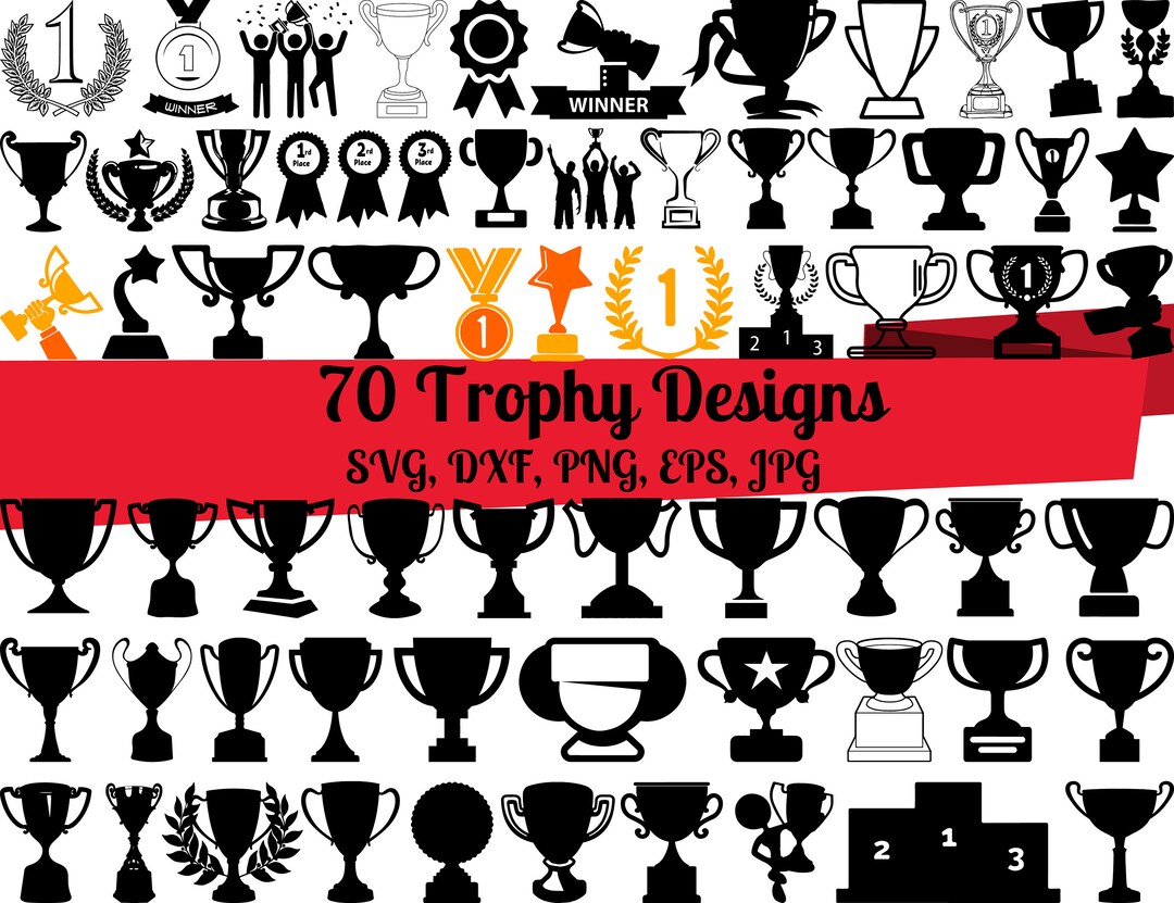 70 Trophy SVG Bundle, Trophy dxf, Trophy png, Trophy eps, Trophy vector ...