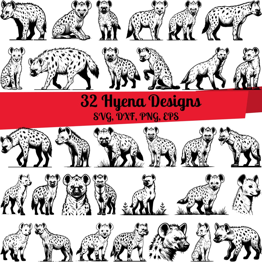 30 Hyena SVG Bundle, Hyena dxf, Hyena png, Hyena vector, Hyena outline ...
