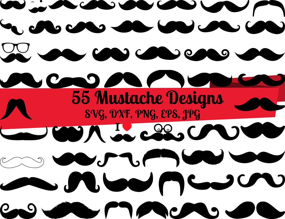55 Mustache SVG Bundle Mustache dxf Mustache png Mustache - Etsy México