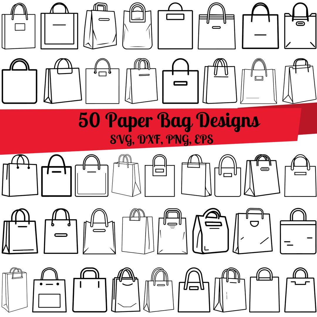 50 Paper Bag SVG Bundle Shopping Bag Svg Grocery Bag - Etsy Canada